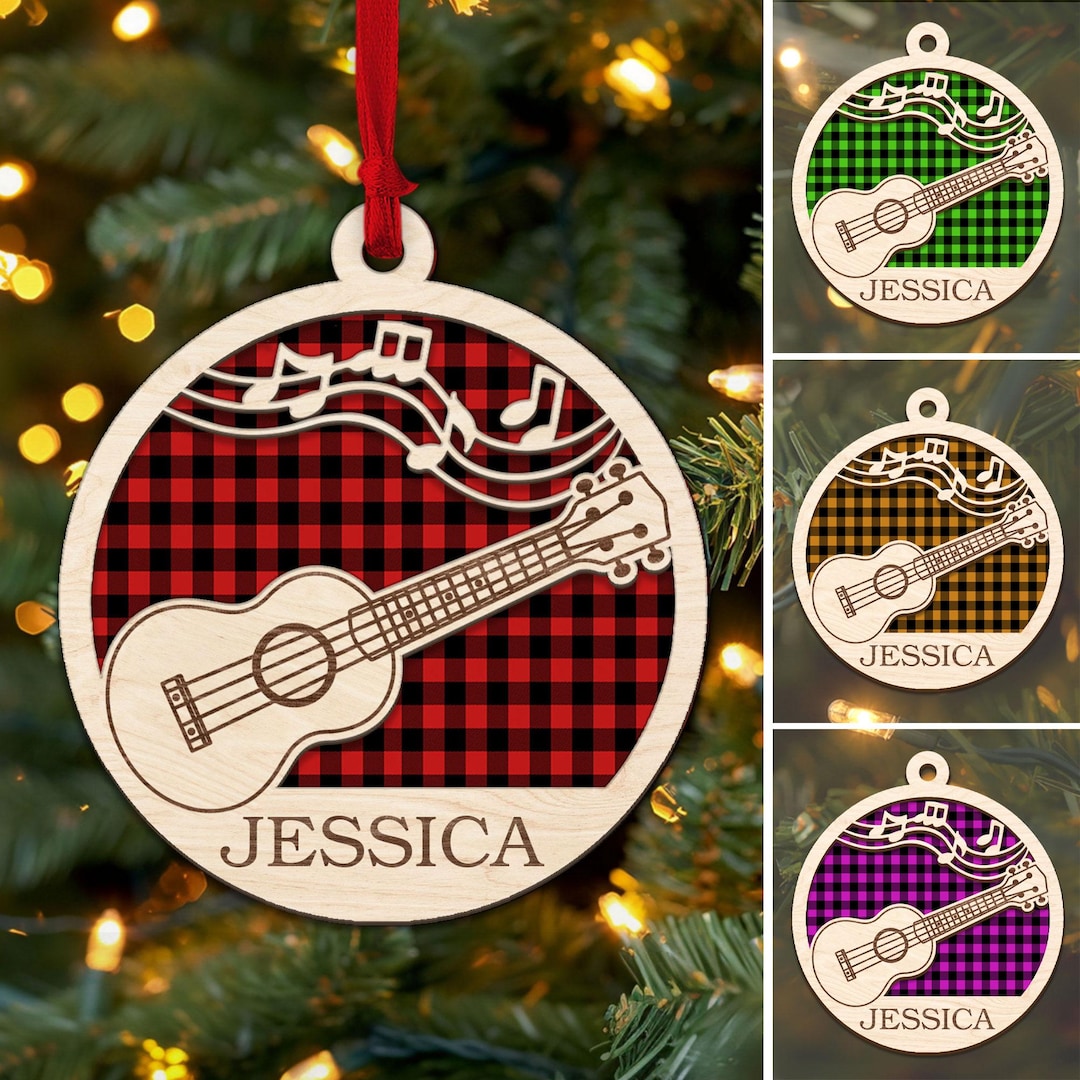 Personalized Ukulele Layered Wood Ornament, Custom Name Ukulele ...