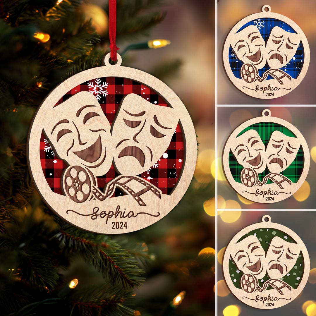 Personalized Drama Layered Wood Ornament, Custom Theater Christmas Tree ...