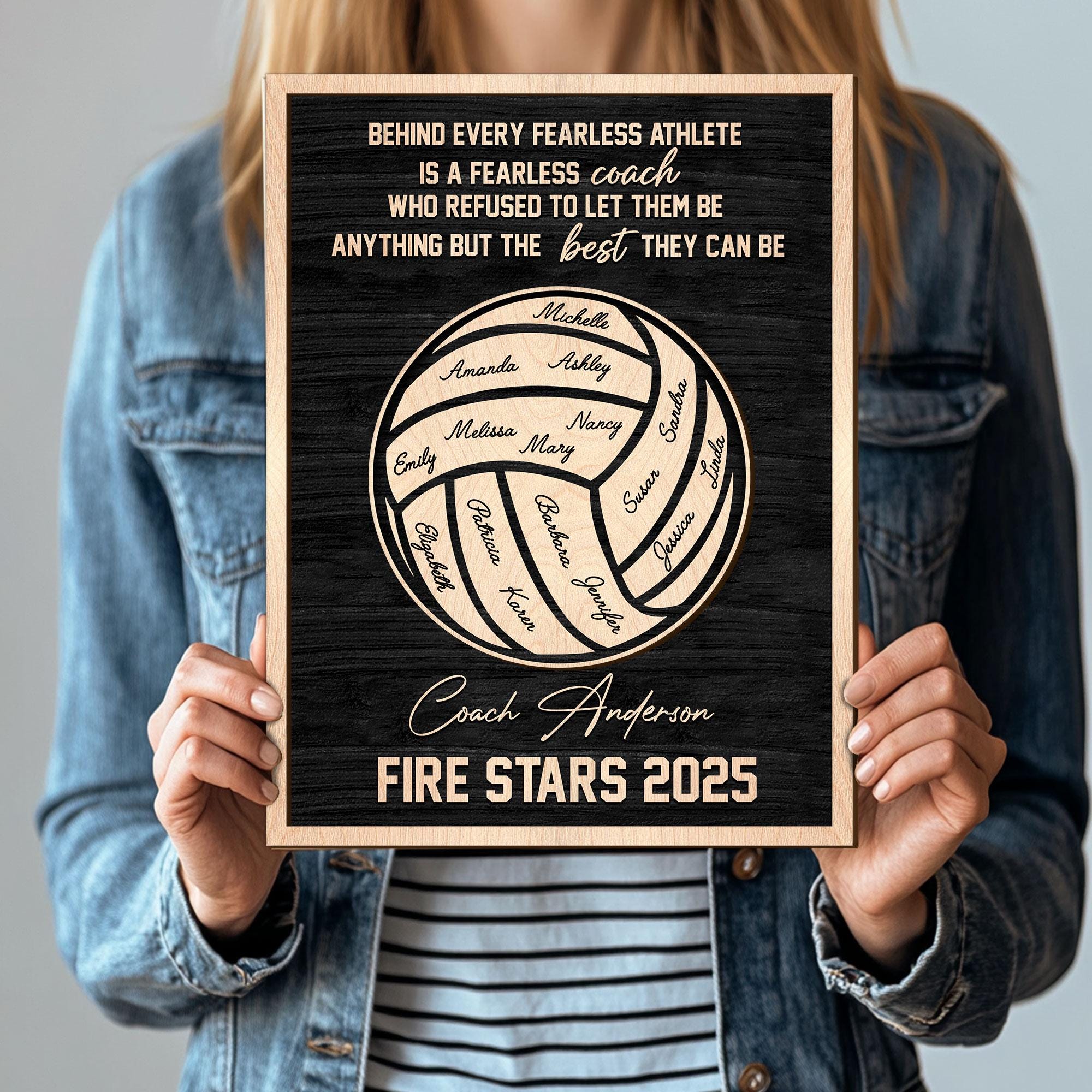 Personalized Volleyball Wooden Plaque, Custom Team Names Wooden Sign ...