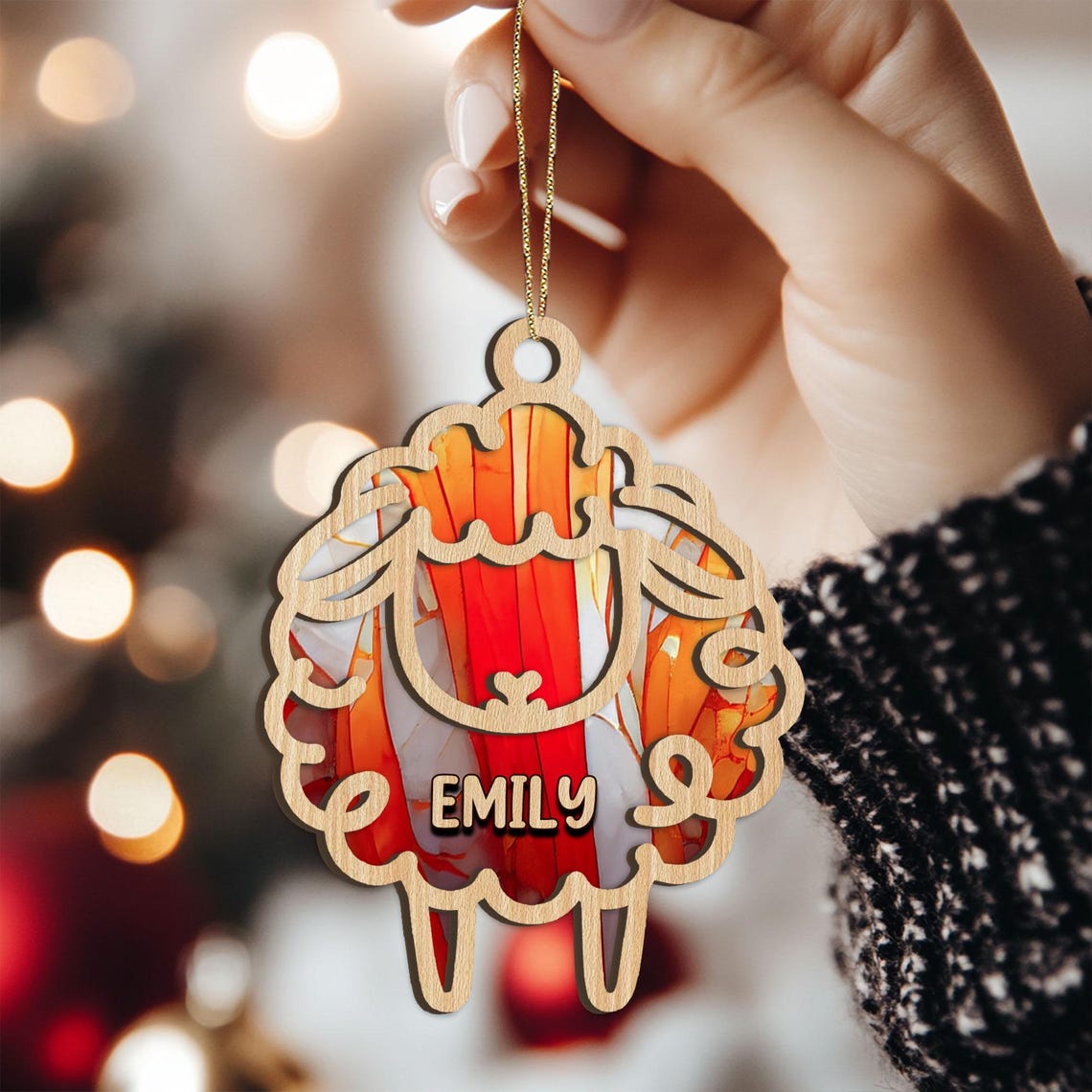 Personalized Sheep Layered Wood Ornament, Custom Sheep Christmas Tree ...
