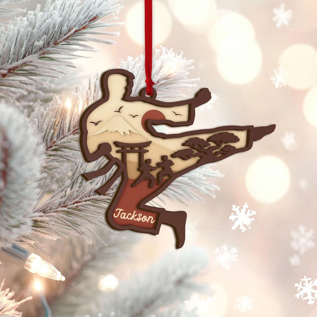 Personalized Karate Layered Wood Ornament, Custom Karate Christmas Tree ...