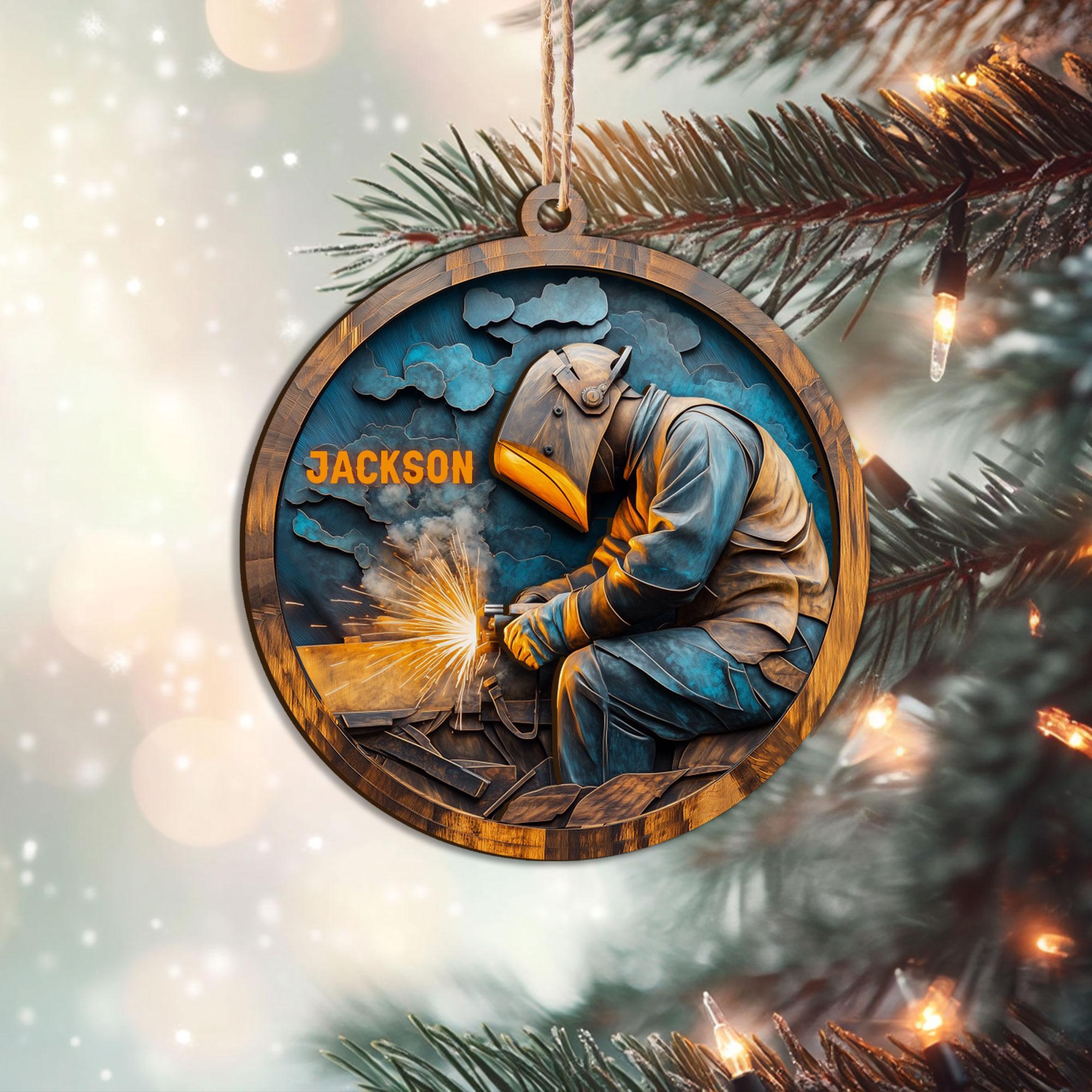 Personalized Welding Layered Wood Ornament, Custom Welder Christmas ...