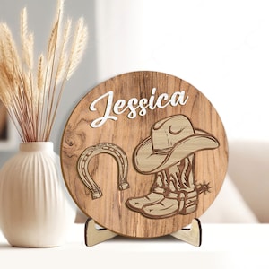 Personalized Cowboy Wooden Plaque, Custom Name Wooden Sign, Western ...