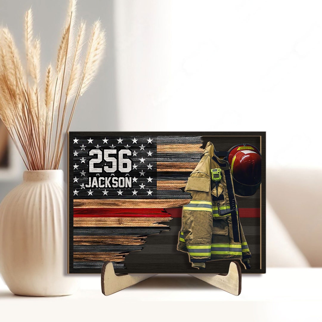 Personalized Firefighter Wooden Plaque, Custom Name Wooden Sign ...