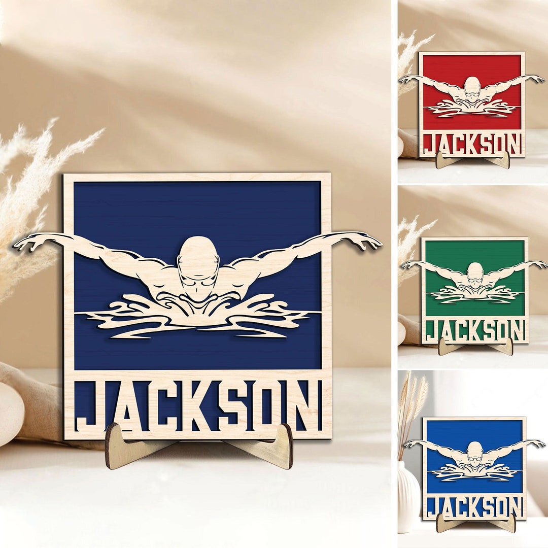 Personalized Swimming Wooden Plaque, Swimmer Wood Sign, Custom Name ...