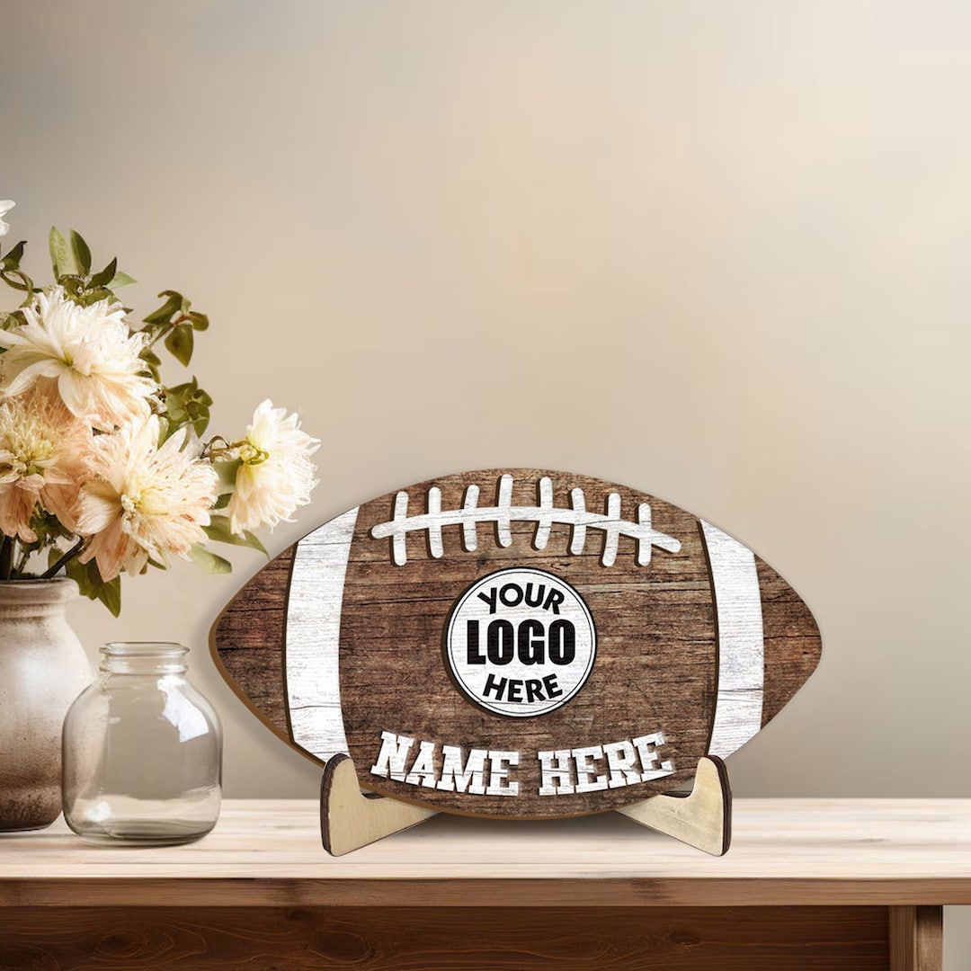 Personalized Football Wooden Plaque, Custom Name & Logo Wooden Sign ...