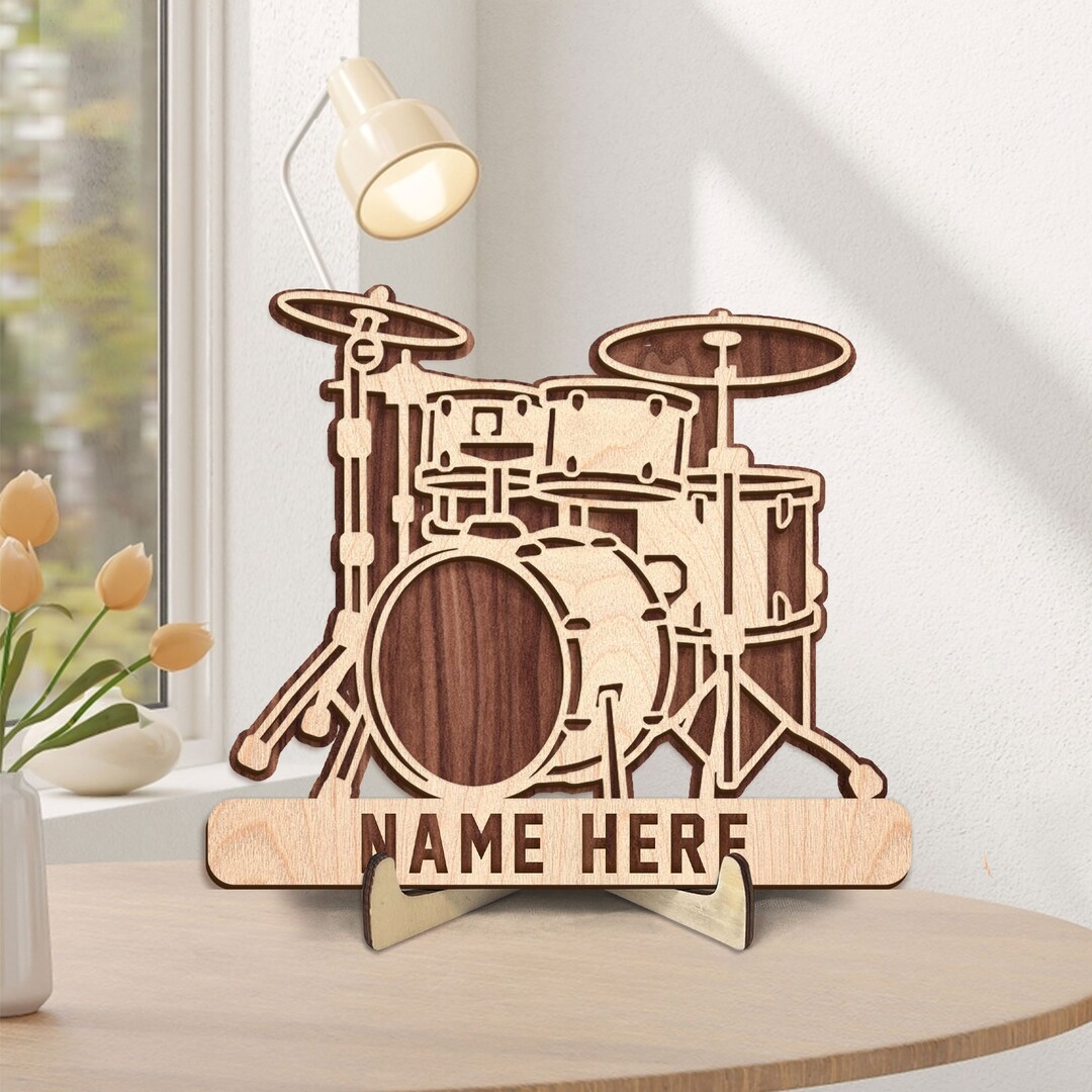 Personalized Drum Wooden Plaque, Custom Name Wooden Sign, Musical ...