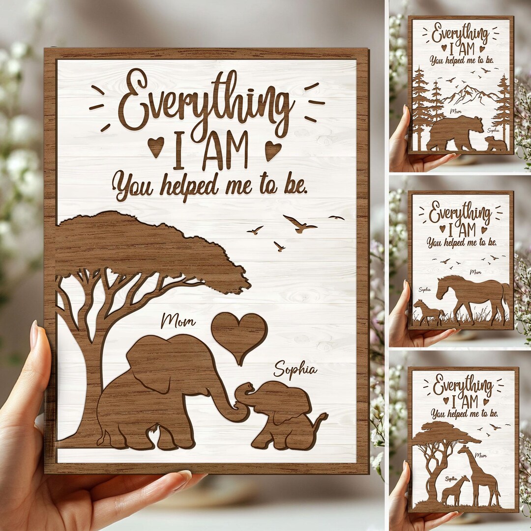 Personalized Mom Wooden Sign, Everything I Am You Helped Me to Be Sign ...