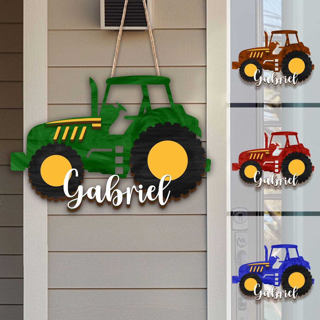 Personalized Tractor Door Sign, Custom Name Wooden Sign, Tractor Door ...