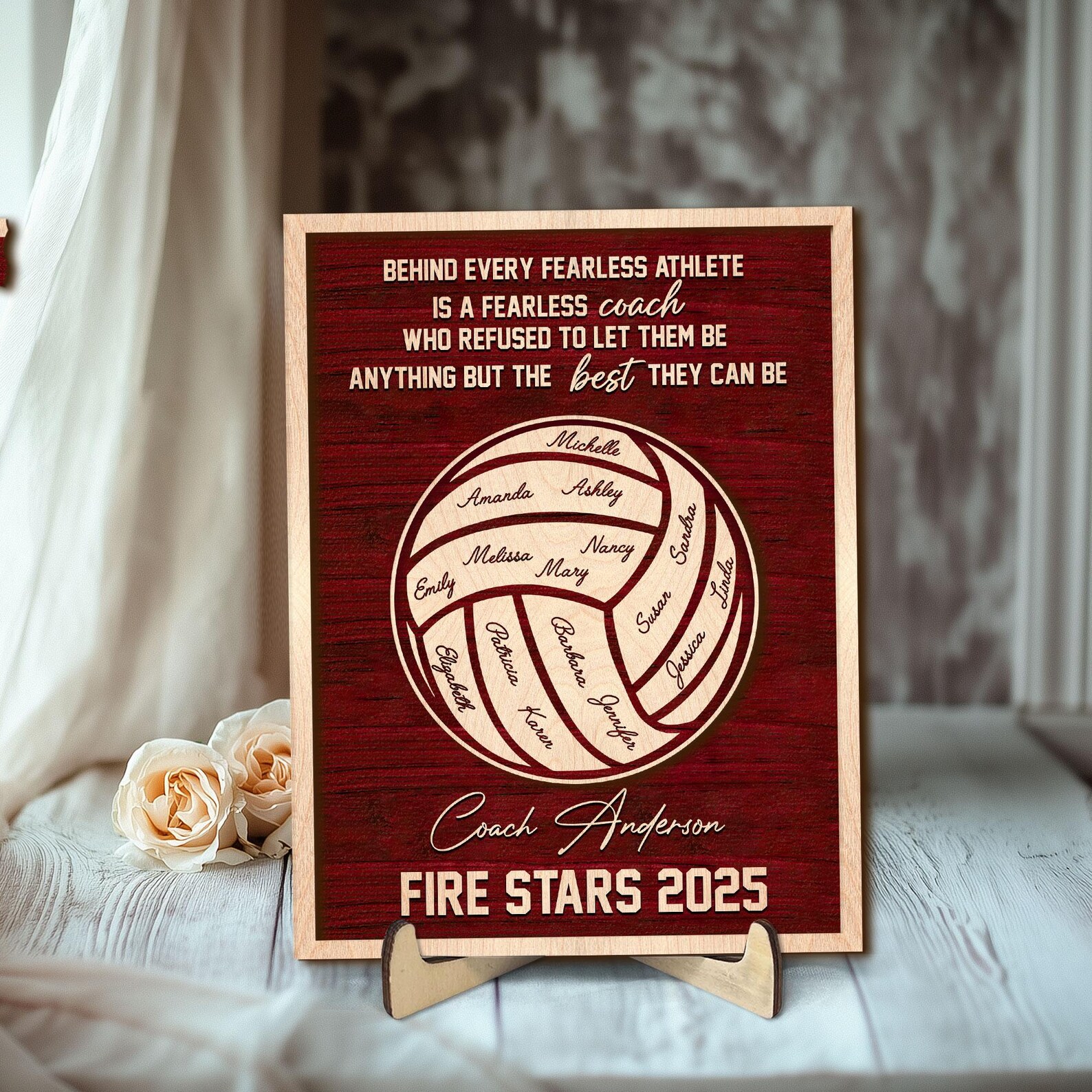 Personalized Volleyball Wooden Plaque, Custom Team Names Wooden Sign ...