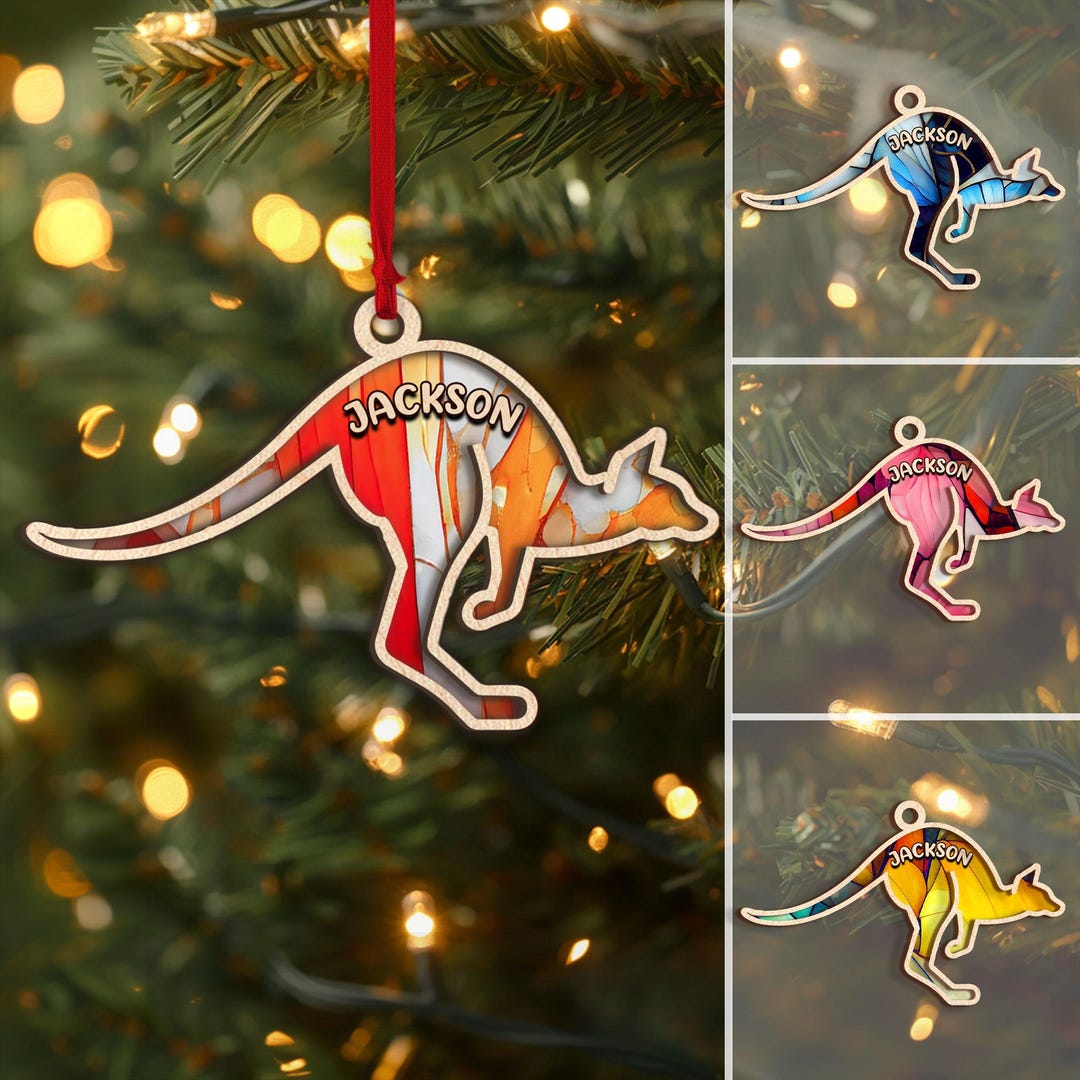 Personalized Kangaroo Layered Wood Ornament, Custom Kangaroo Christmas ...