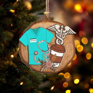 Personalized Nurse Layered Wood Ornament, Custom Name Nurse Christmas ...