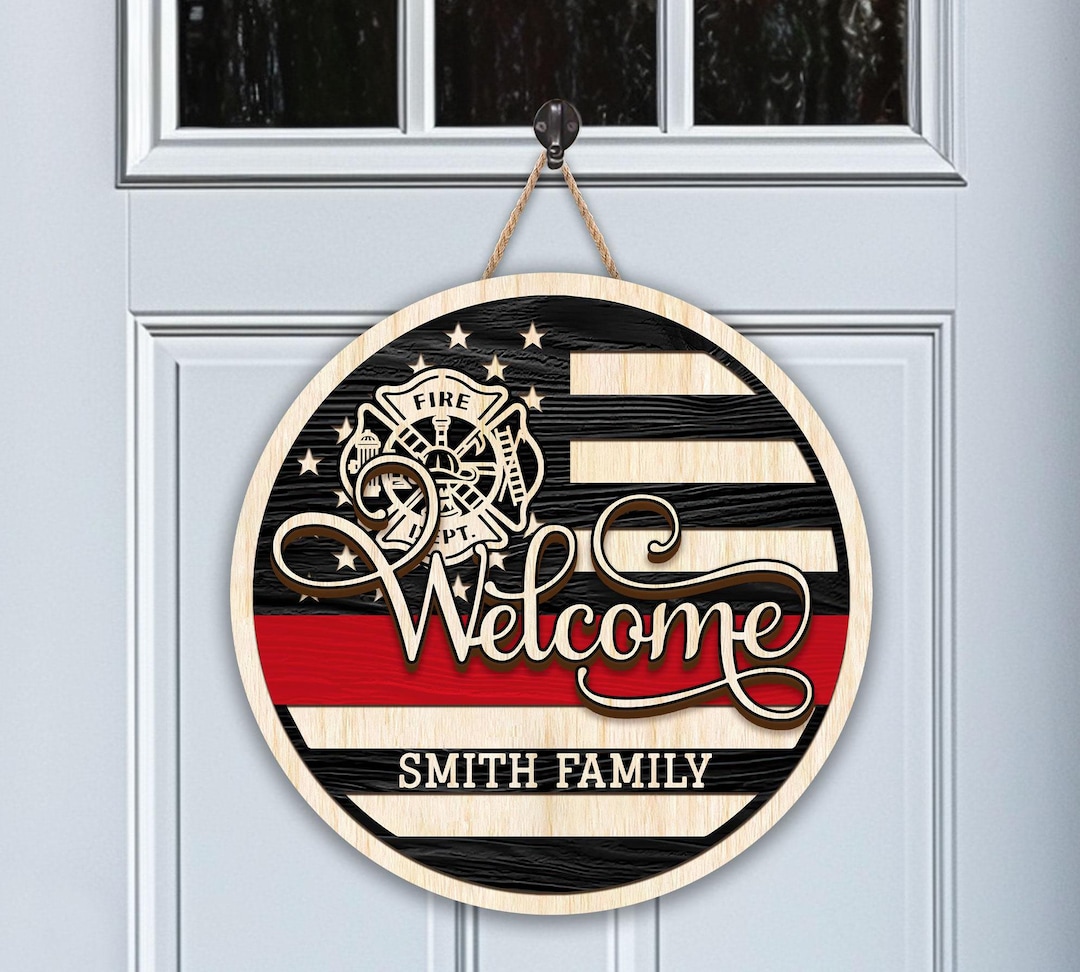 Personalized Firefighter Door Sign, Custom Firefighter Door Hanger ...