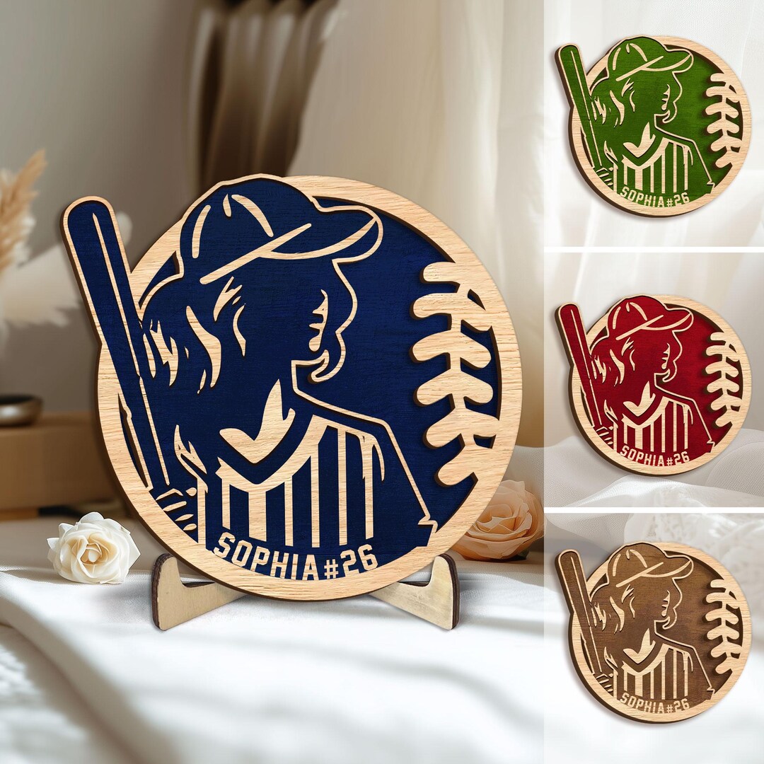 Personalized Softball Wooden Plaque, Custom Softball Player Wooden Sign ...