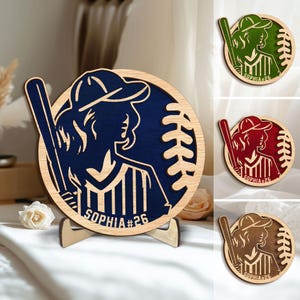 Personalized Softball Wooden Plaque, Custom Softball Player Wooden Sign ...