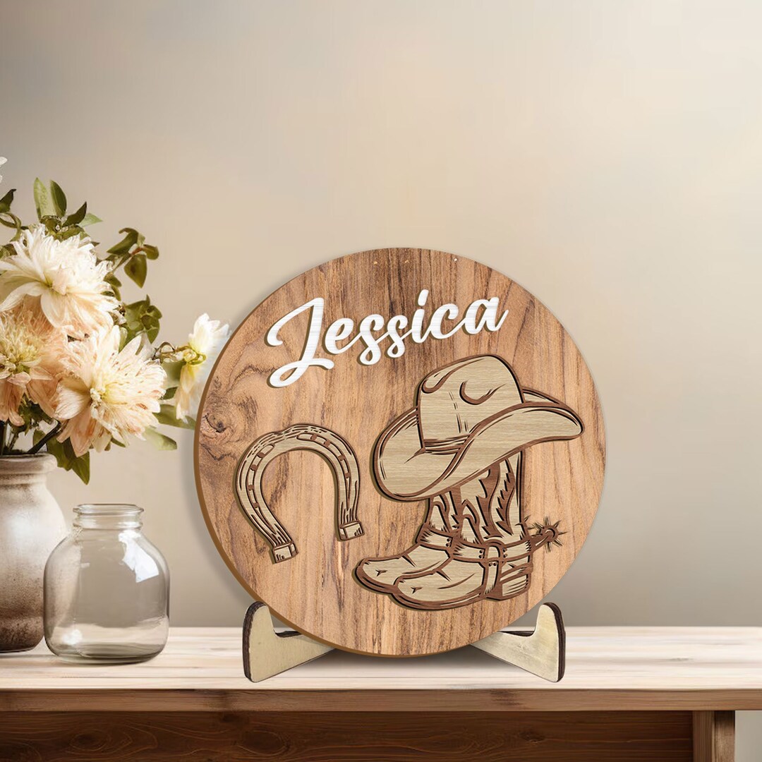 Personalized Cowboy Wooden Plaque, Custom Name Wooden Sign, Western ...