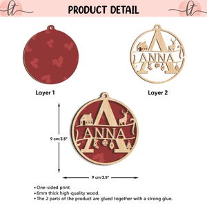 Personalized Letter Name Layered Wood Ornament, Custom Initial Letter ...