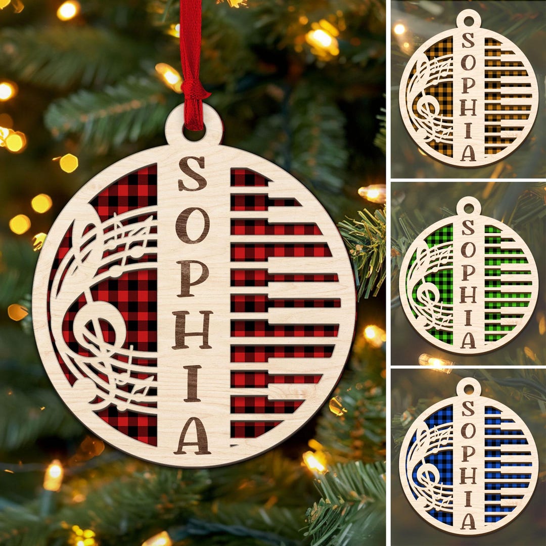 Personalized Piano Layered Wood Ornament, Custom Piano Christmas Tree ...