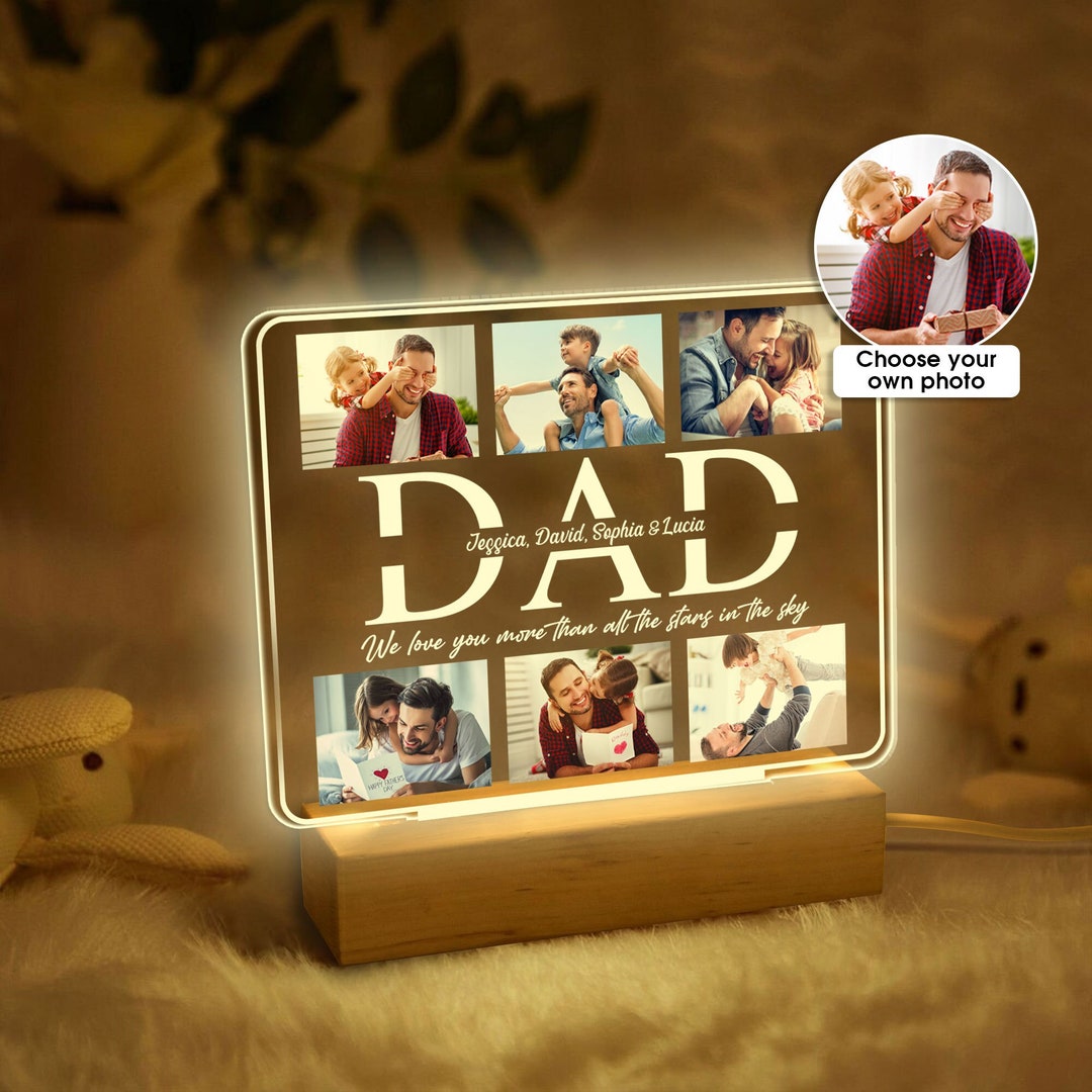 Personalized Dad Photo Night Light, Custom Photo & Name Acrylic Night ...