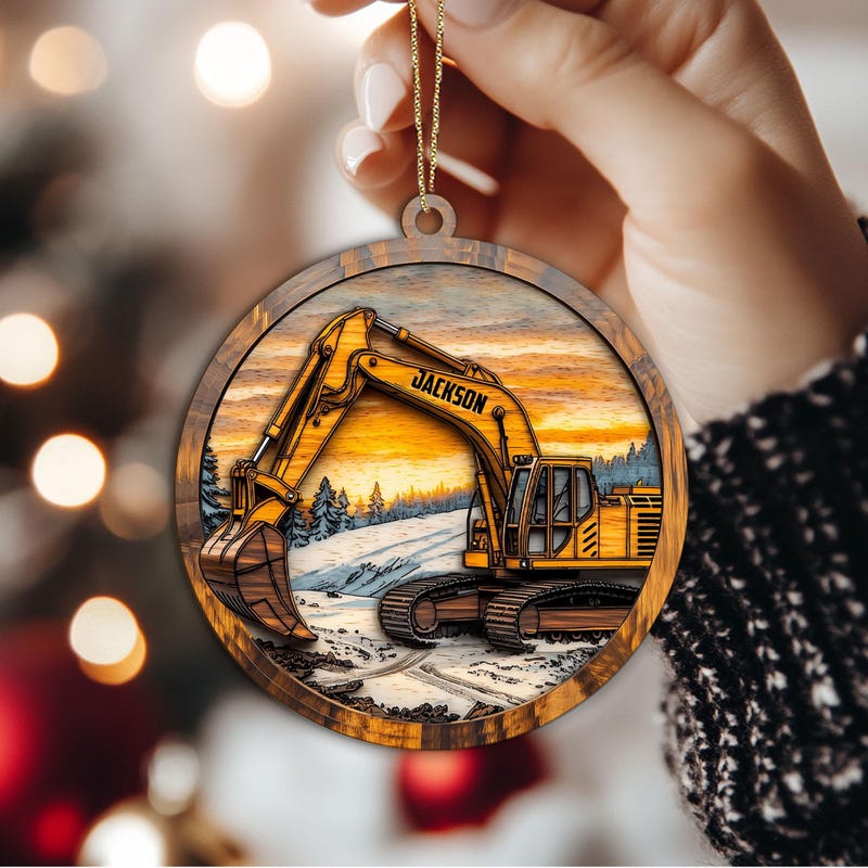 Wood Ornaments Excavator - Etsy