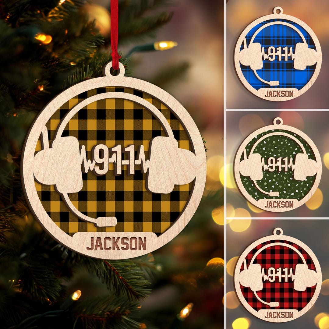 Personalized 911 Dispatcher Layered Wood Ornament, Custom Dispatcher ...