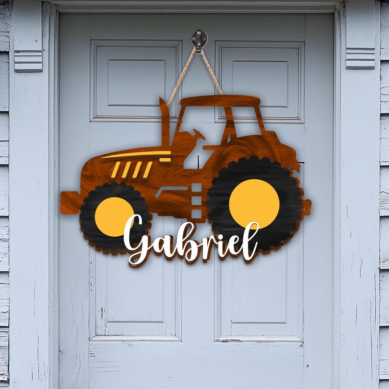 Personalized Tractor Door Sign, Custom Name Wooden Sign, Tractor Door ...