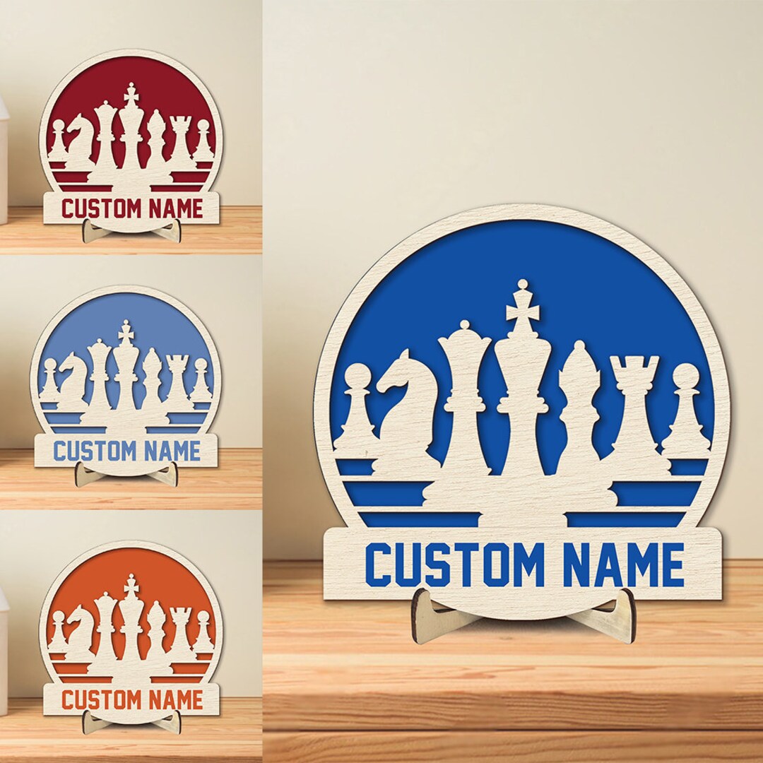 Personalized Chess Wooden Plaque, Custom Name Wooden Sign, Chess Wood ...
