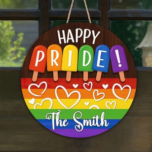 Personalized LGBT Wood Sign, LGBT Door Hanger, Happy Pride Sign ...