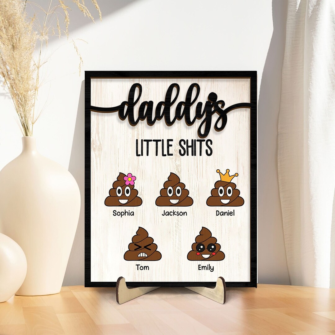 Personalized Daddy Wooden Plaque, Custom Kid's Name Wooden Sign, Daddy ...