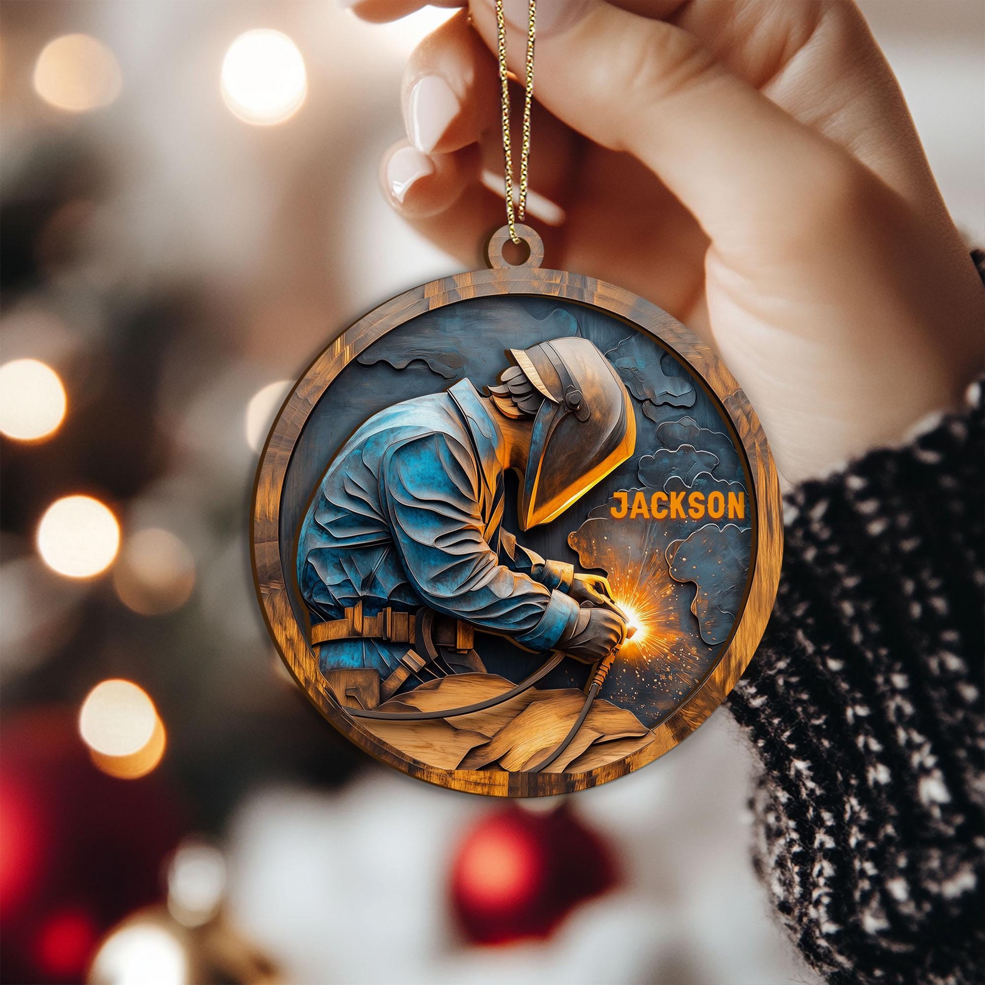Personalized Welding Layered Wood Ornament, Custom Welder Christmas ...