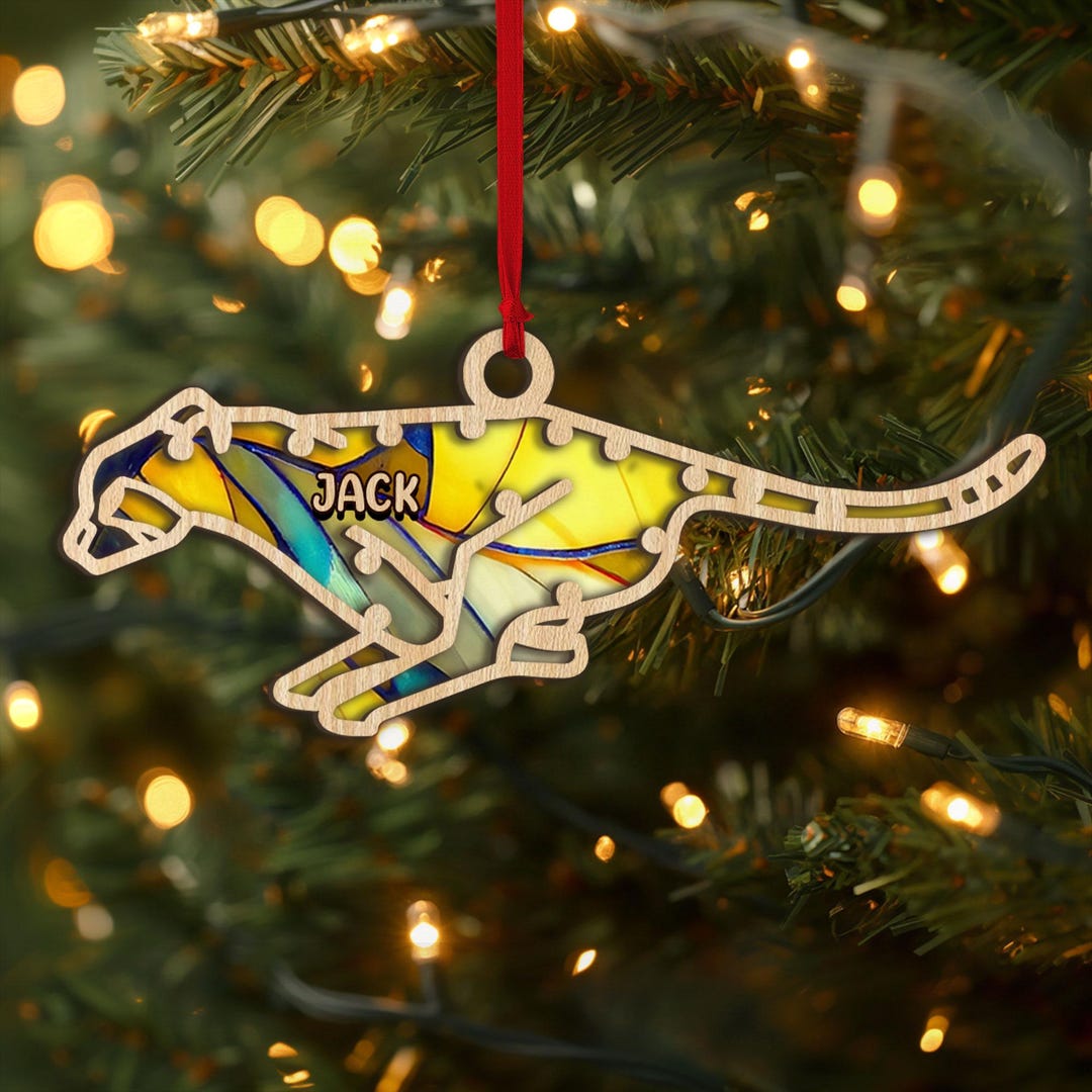 Personalized Cheetah Layered Wood Ornament, Custom Cheetah Christmas ...