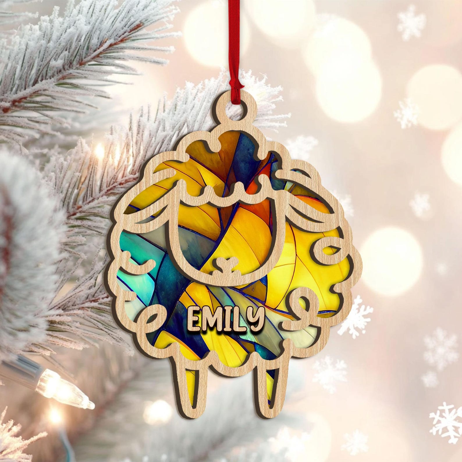 Personalized Sheep Layered Wood Ornament, Custom Sheep Christmas Tree ...