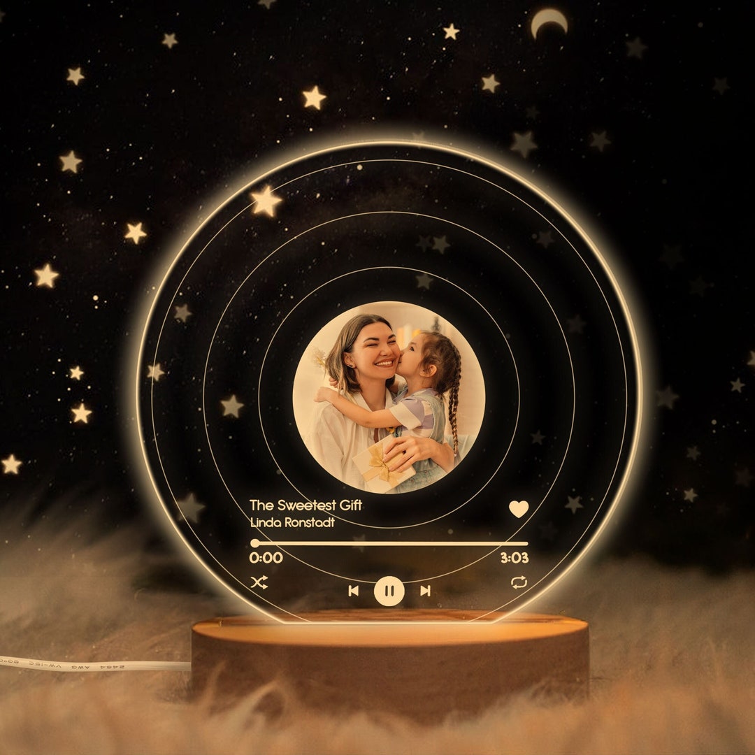 Personalized Photo Mom Night Light, Custom Photo Music Acrylic Night ...