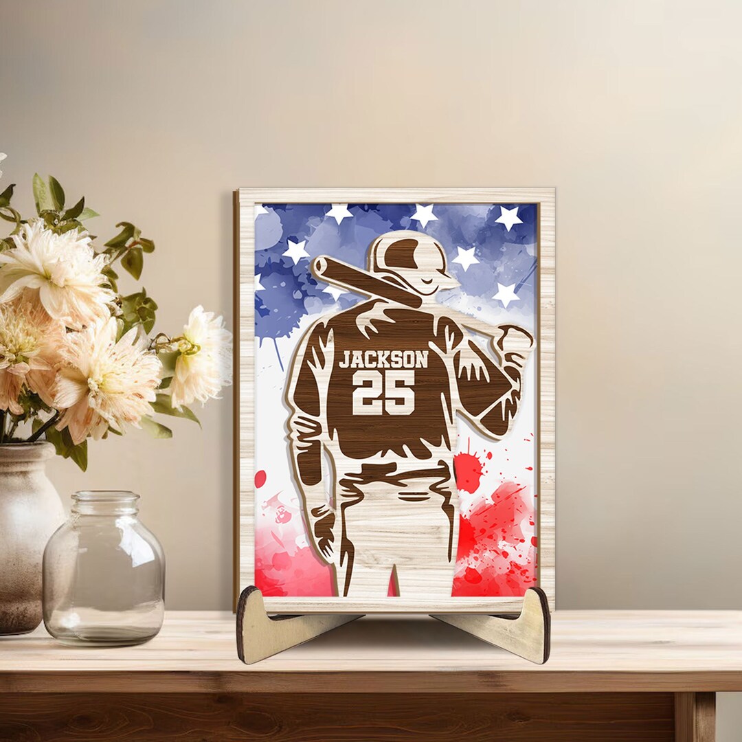 Personalized Baseball Wooden Plaque, Custom Name & Number Wooden Sign ...