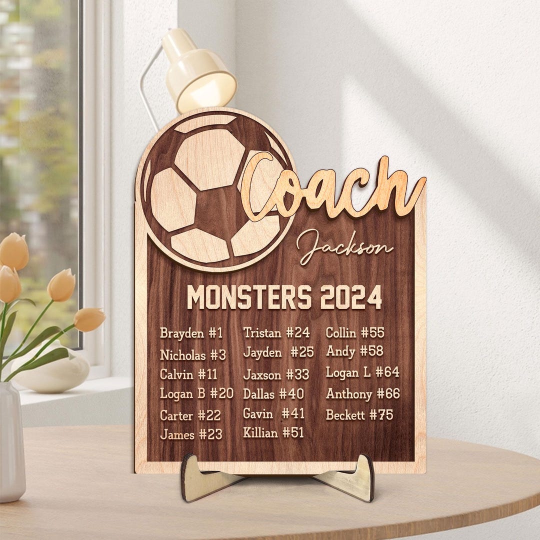 Personalized Soccer Wooden Plaque, Custom Name & Number Wooden Sign ...