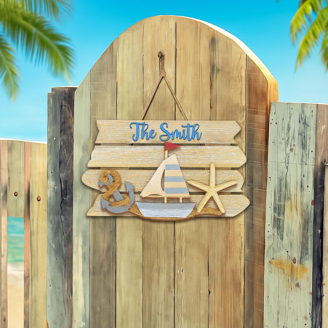 Personalized Nautical Boat Door Sign, Custom Wooden Sign, Welcome Sign ...