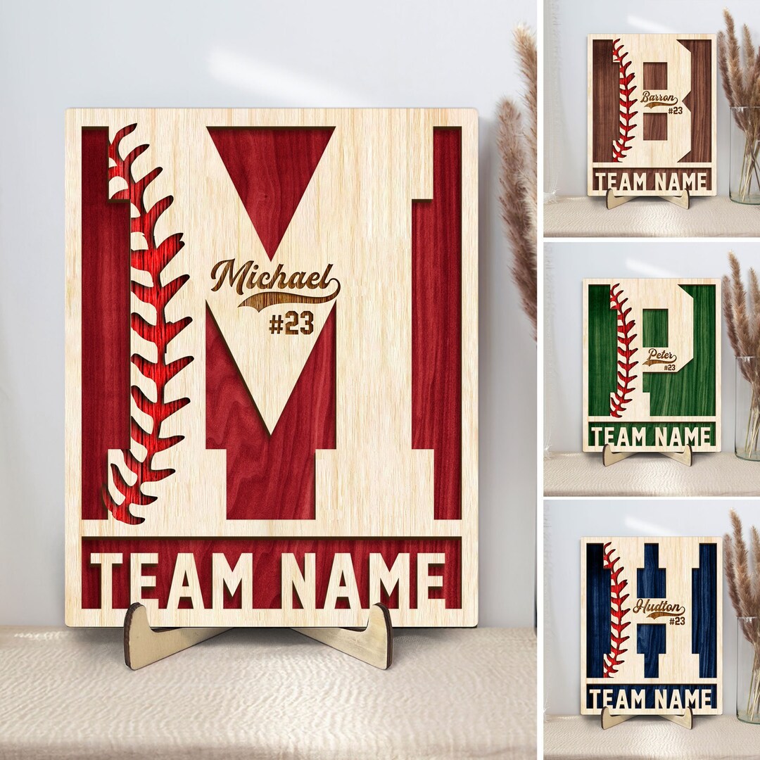 Personalized Baseball Wooden Plaque, Initial Baseball Wood Sign, Custom ...