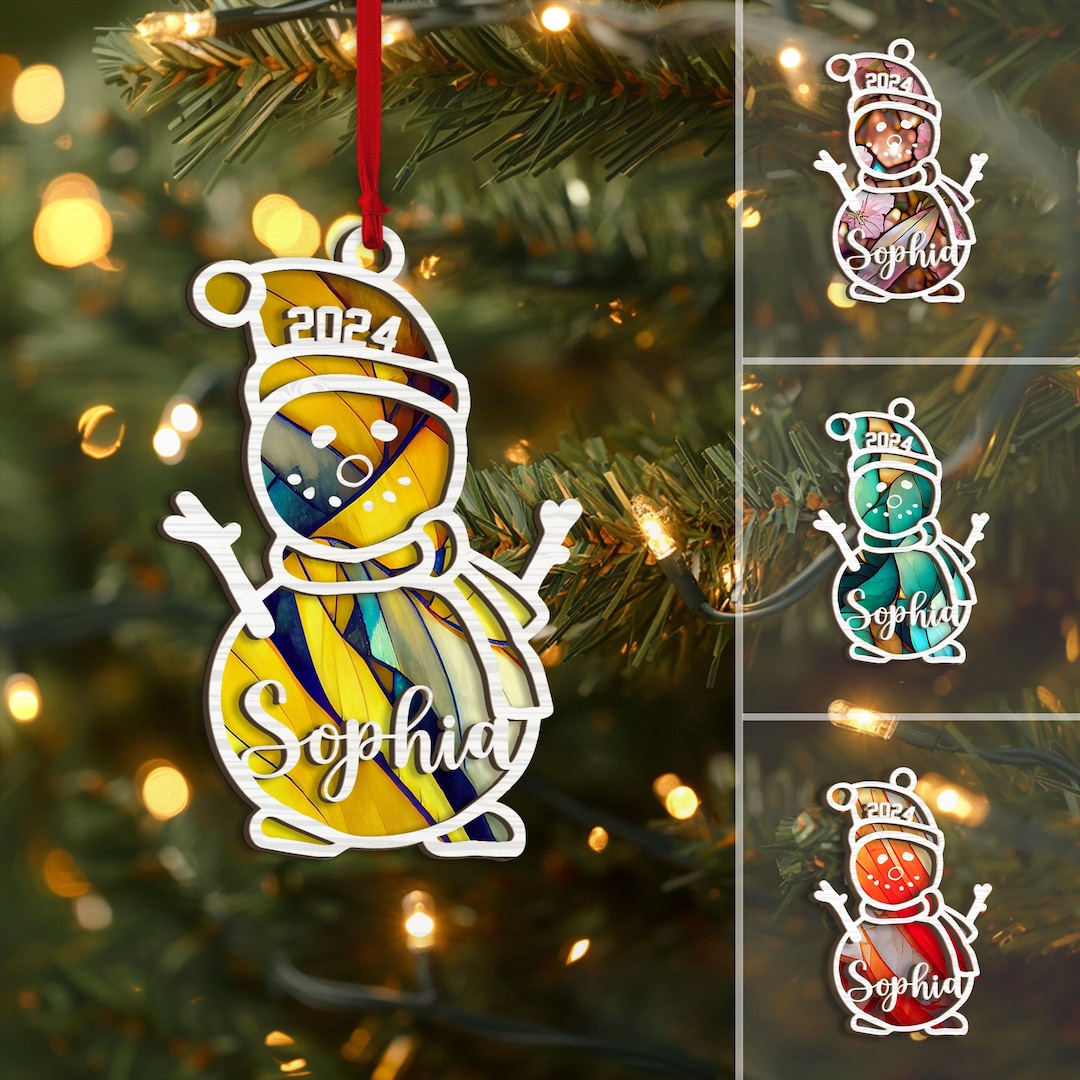 Personalized Snowman Layered Wood Ornament, Custom Snowmen Christmas ...