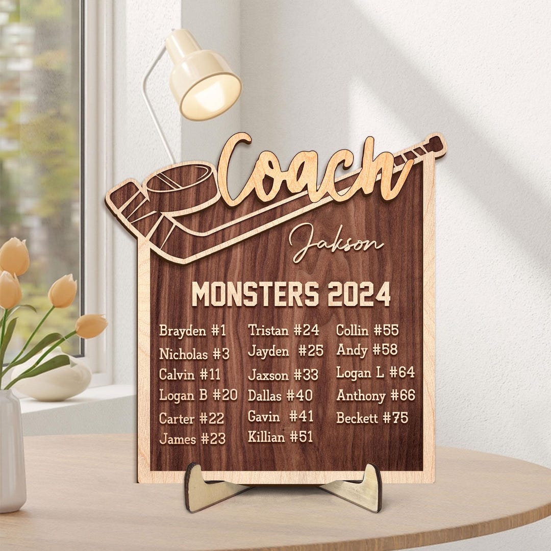 Personalized Hockey Wooden Plaque, Custom Name & Number Wooden Sign ...