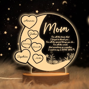 Personalized Mom Night Light, Custom Kid's Name Acrylic Night Light ...