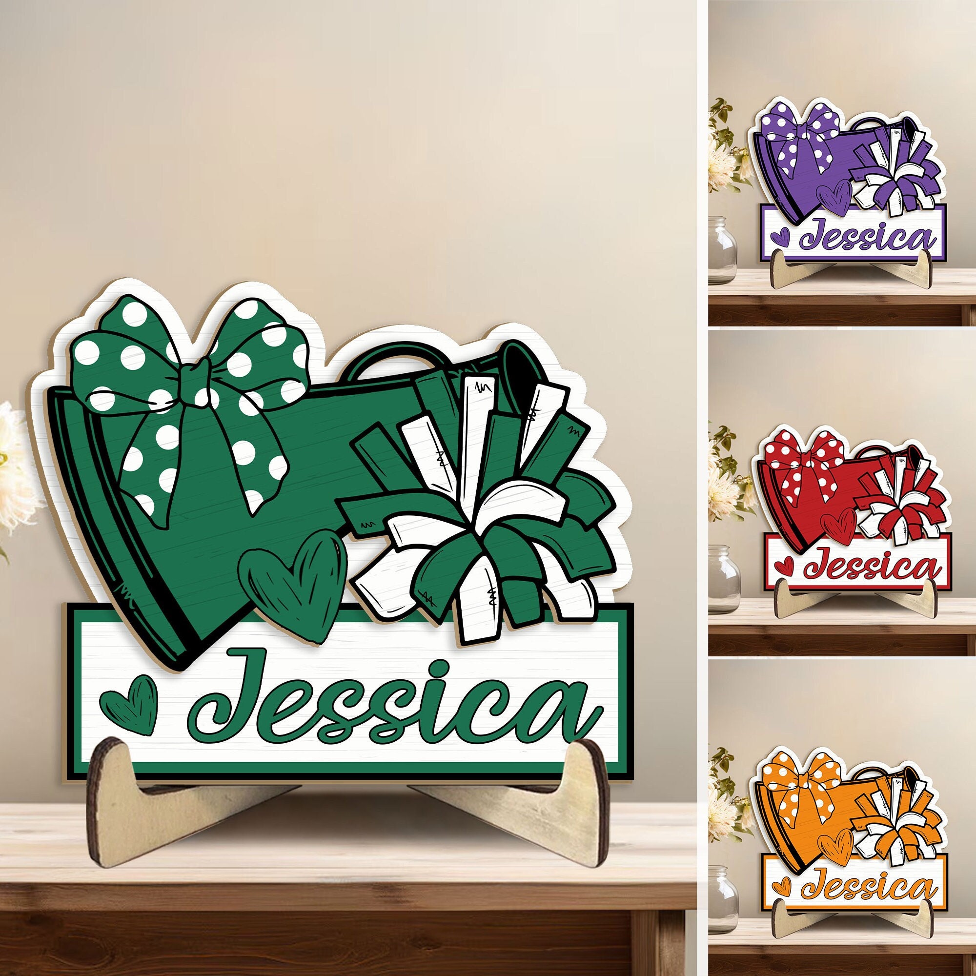 Personalized Cheerleading Wooden Plaque, Custom Name Wooden Sign, Cheer ...