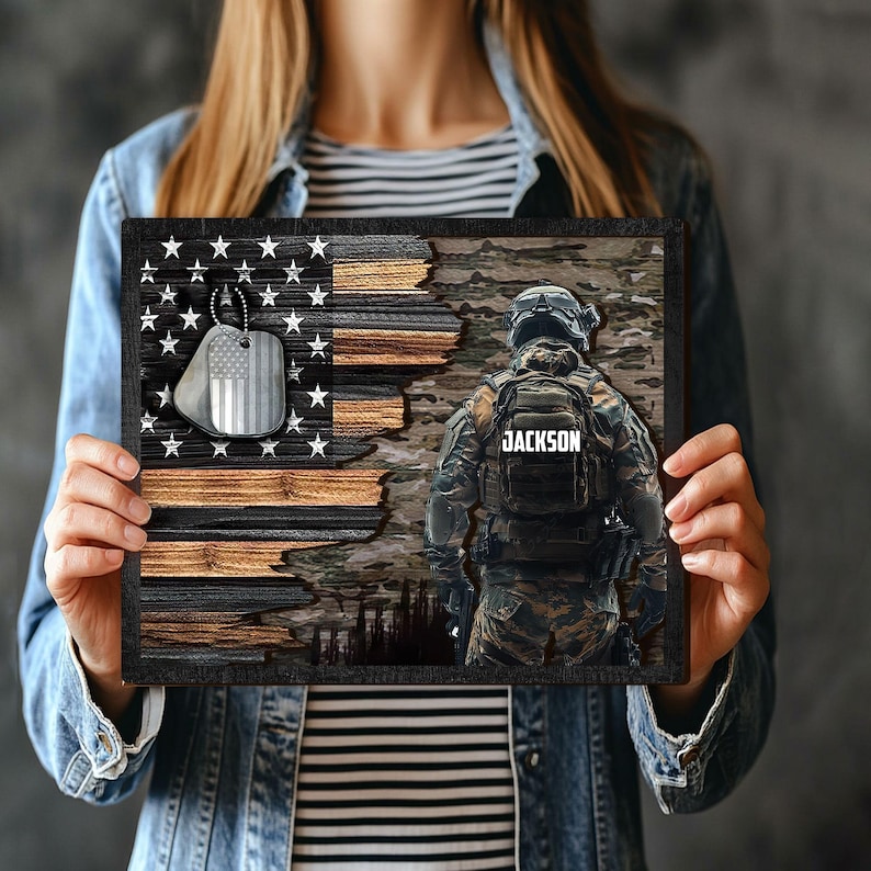 Personalized Soldier Wooden Plaque, Custom Name Military Wooden Sign ...