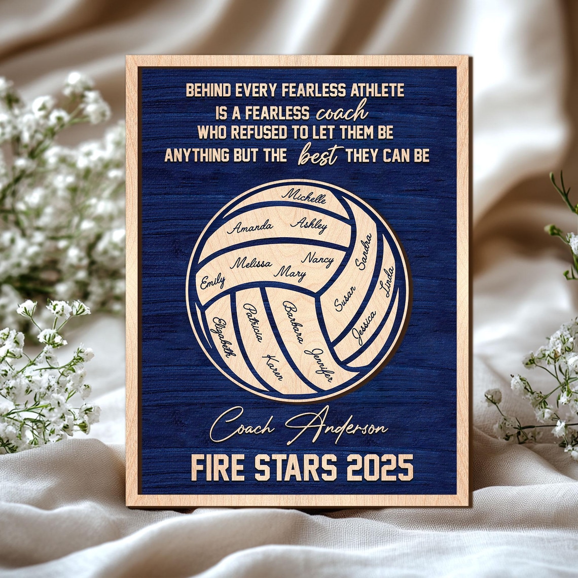 Personalized Volleyball Wooden Plaque, Custom Team Names Wooden Sign ...