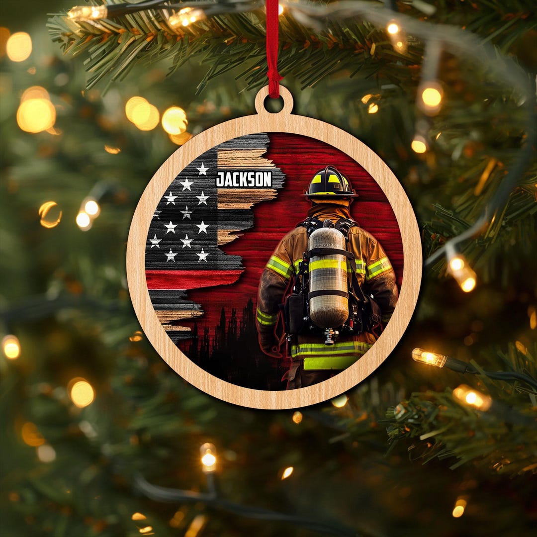 Personalized Firefighter Layered Wood Ornament, Custom Fireman ...