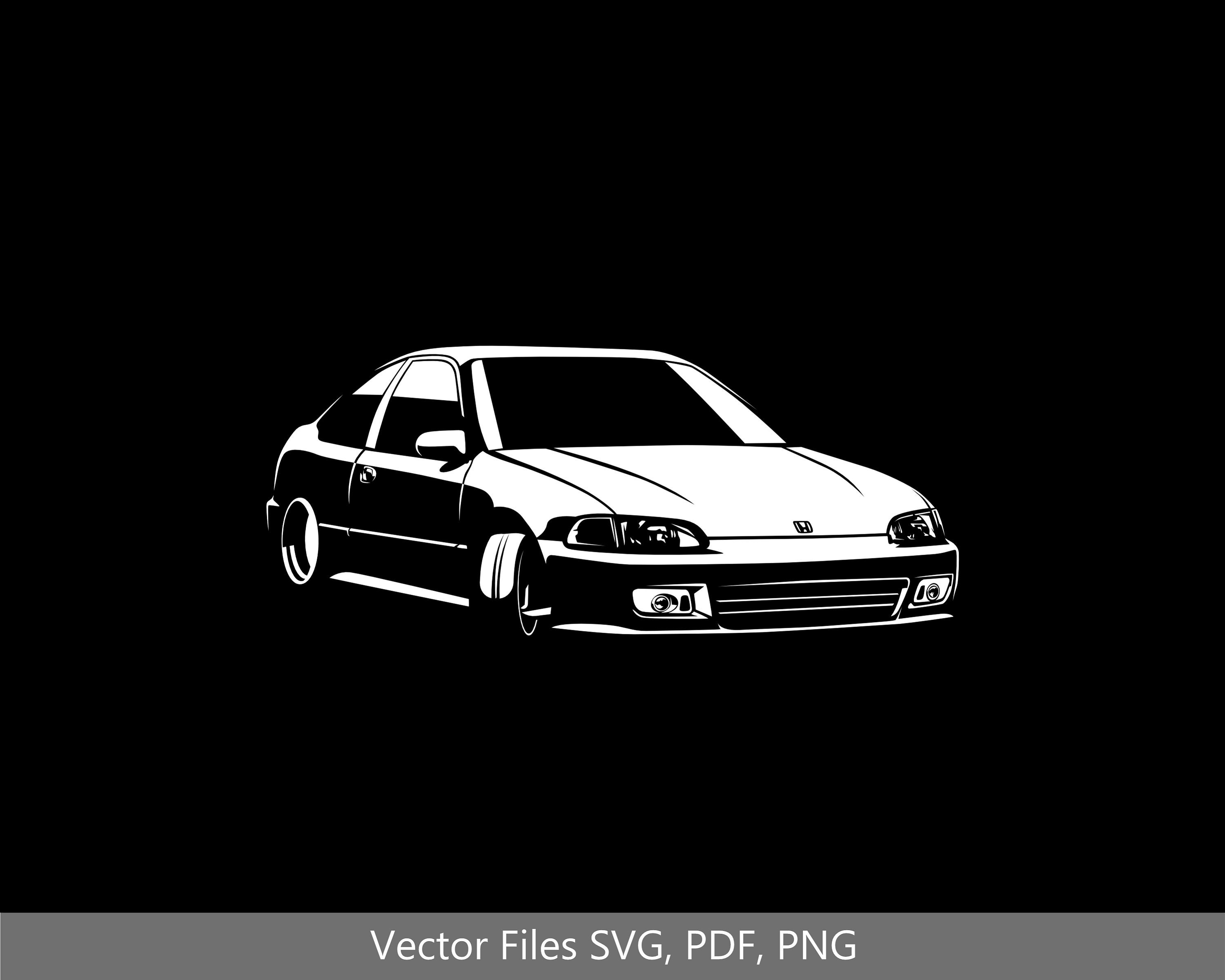92-95 Civic Coupe Silhouette Vector Graphic Clipart for Cricut Png Pdf ...
