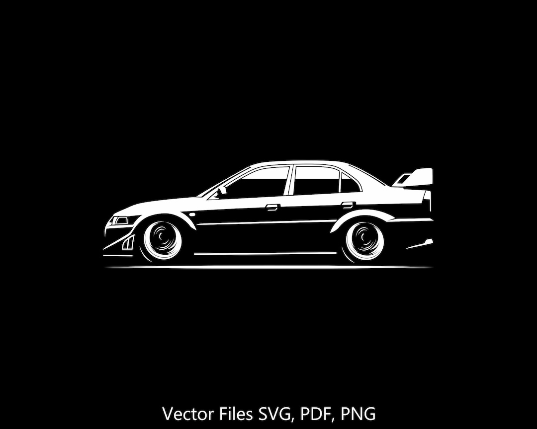 Car Silhouette Svg 2000 Lancer EVO VI - Etsy