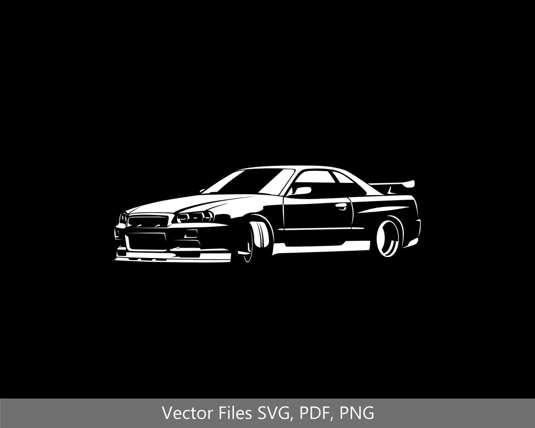 R34 GT-R Car Svg Clipart Vector Clip Art Graphics Image Cut for Cricut ...