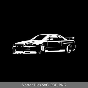 R34 GT-R Silhouette Vector Graphic Clipart for Cricut Png Pdf Svg ...