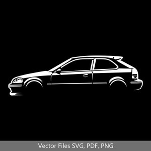 Civic 1996 Hatchback Silhouette Vector Graphic Clipart for Cricut Png ...
