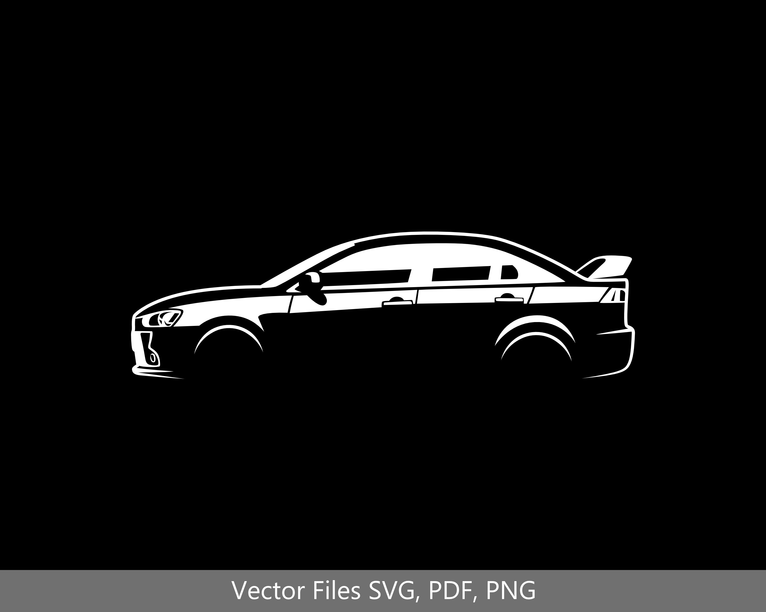 2008 Lancer EVO X Silhouette Vector Graphic Clipart for Cricut Png Pdf ...